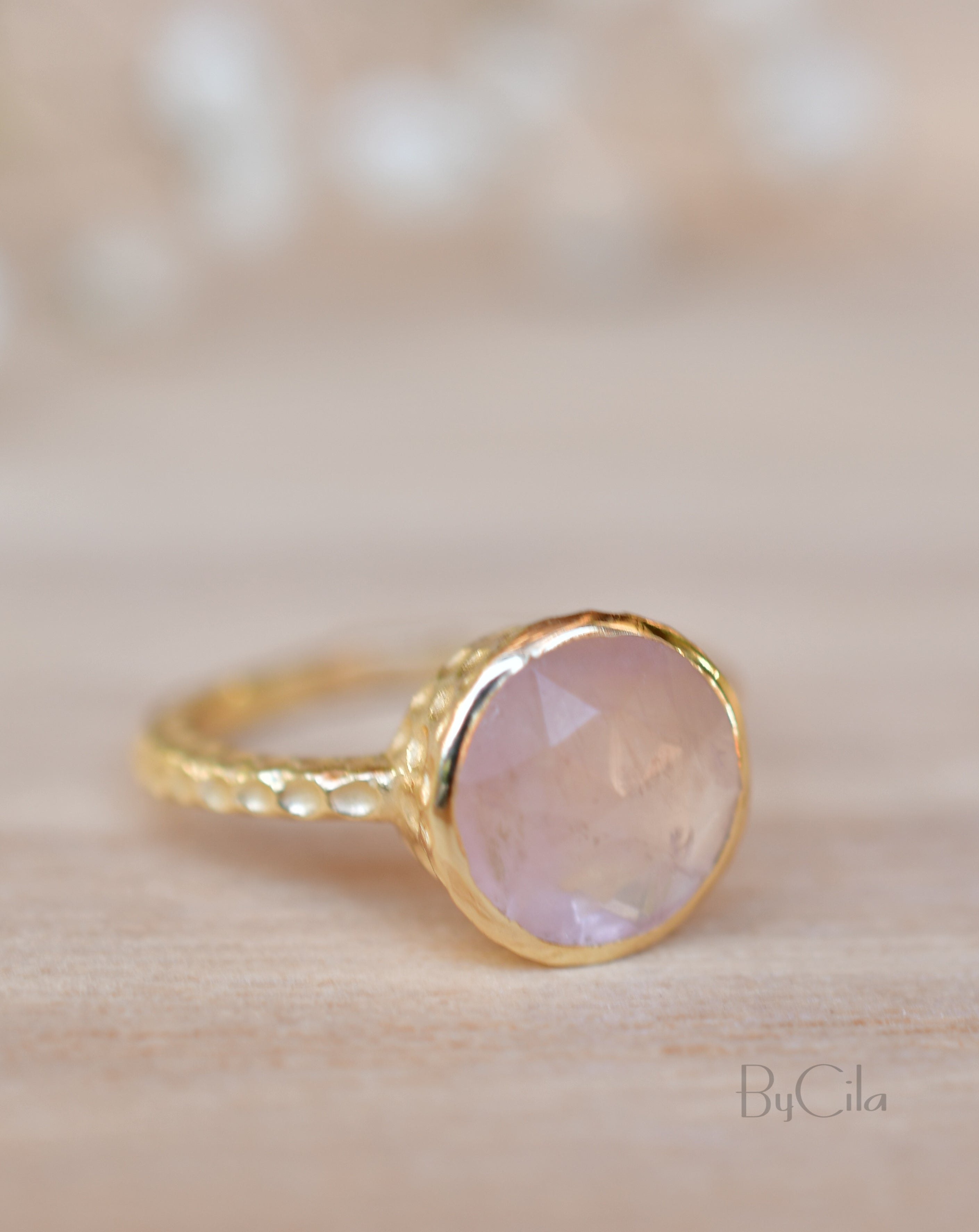Marcela Ring * Rose Quartz * Gold Plated 18K * SBJR110 – ByCila