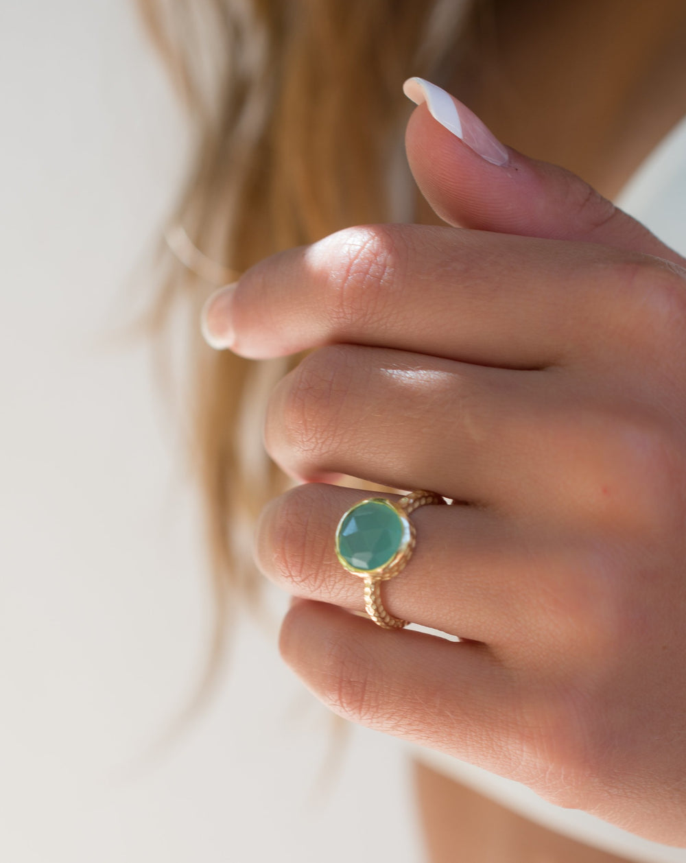 Marcela Ring * Aqua Chalcedony * Gold Plated 18k * SBJR106 – ByCila