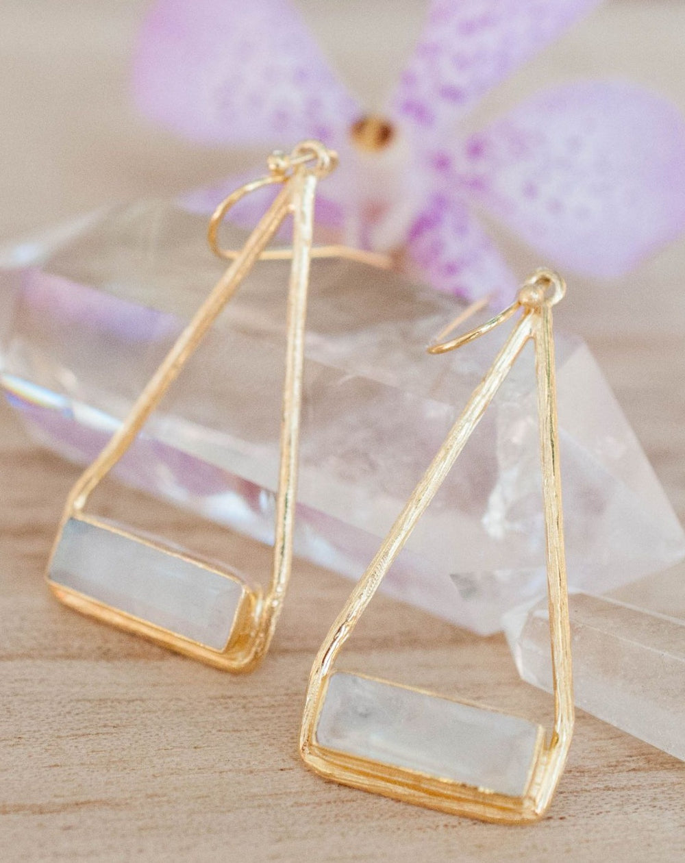 Marina Earrings * Moonstone * Gold Plated 18k, Silver Plated or Rose G ...