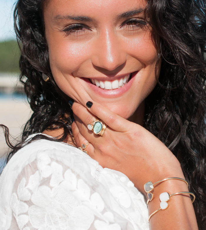 Bruna Ring * Labradorite & Moonstone * Gold Plated 18k * BJR073 – ByCila