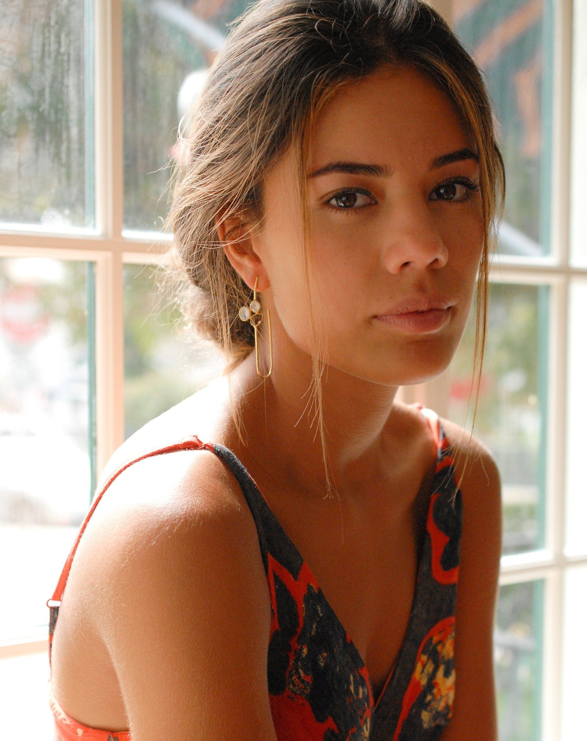 Sandy Earrings * Moonstone & Smoky Quartz * Gold Plated 18K * BJE069 ...