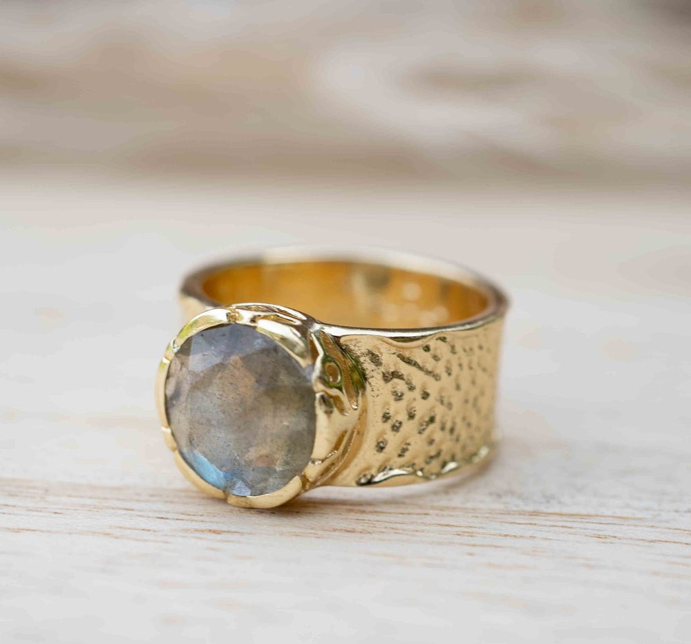 Jocelyn Ring * Rainbow Labradorite * Gold Plated * BJR252 – ByCila