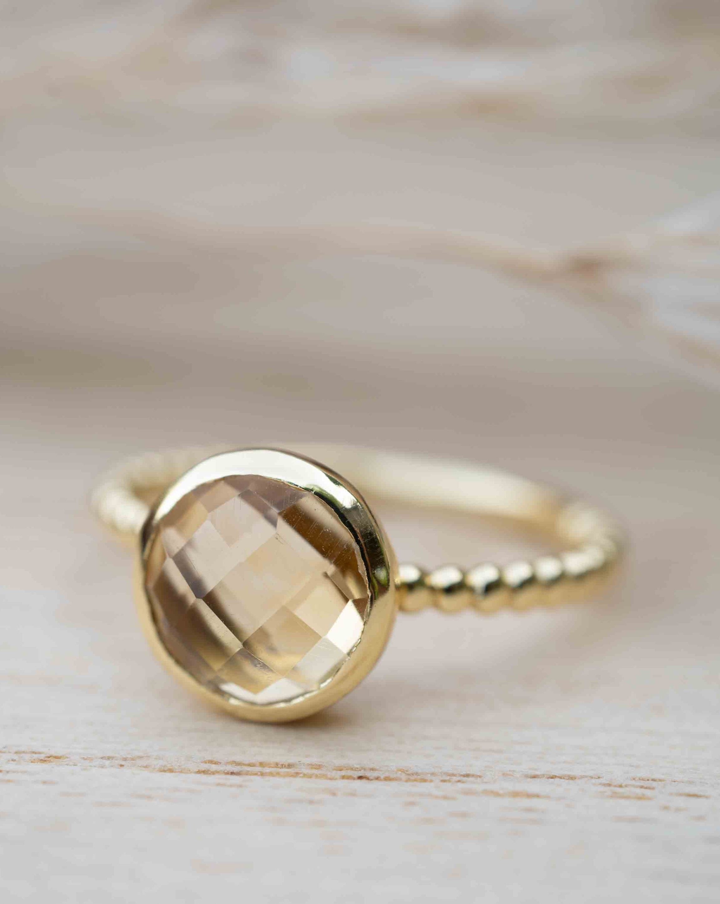 Tessy Ring * Yellow Topaz hydro * Gold Plated * BJR221 – ByCila
