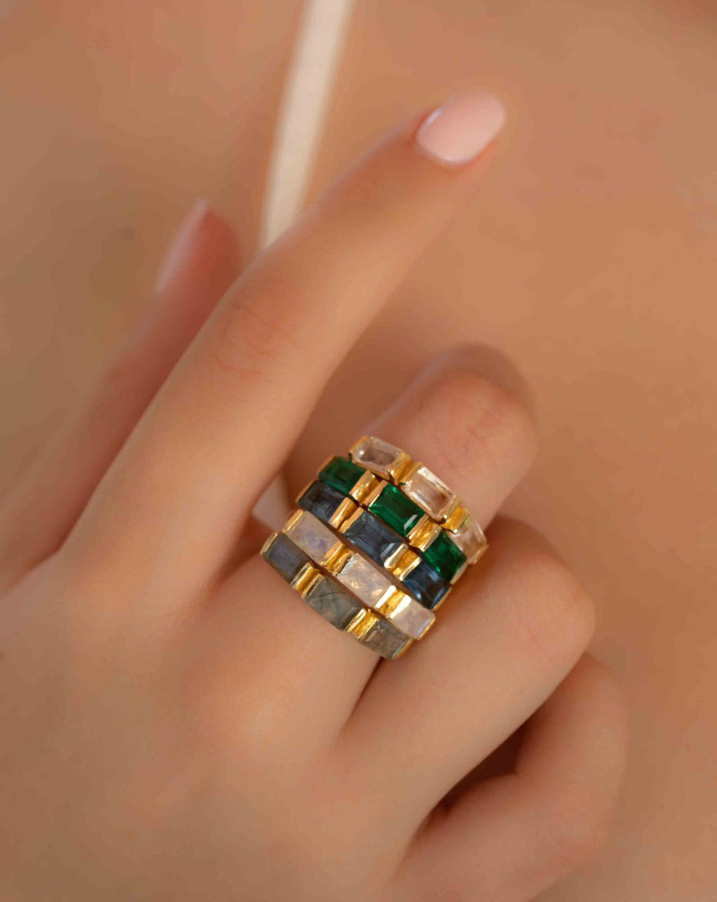 Green Tourmaline hydro Ring * 18k Gold Plated Ring * Stackable * BJR27 ...