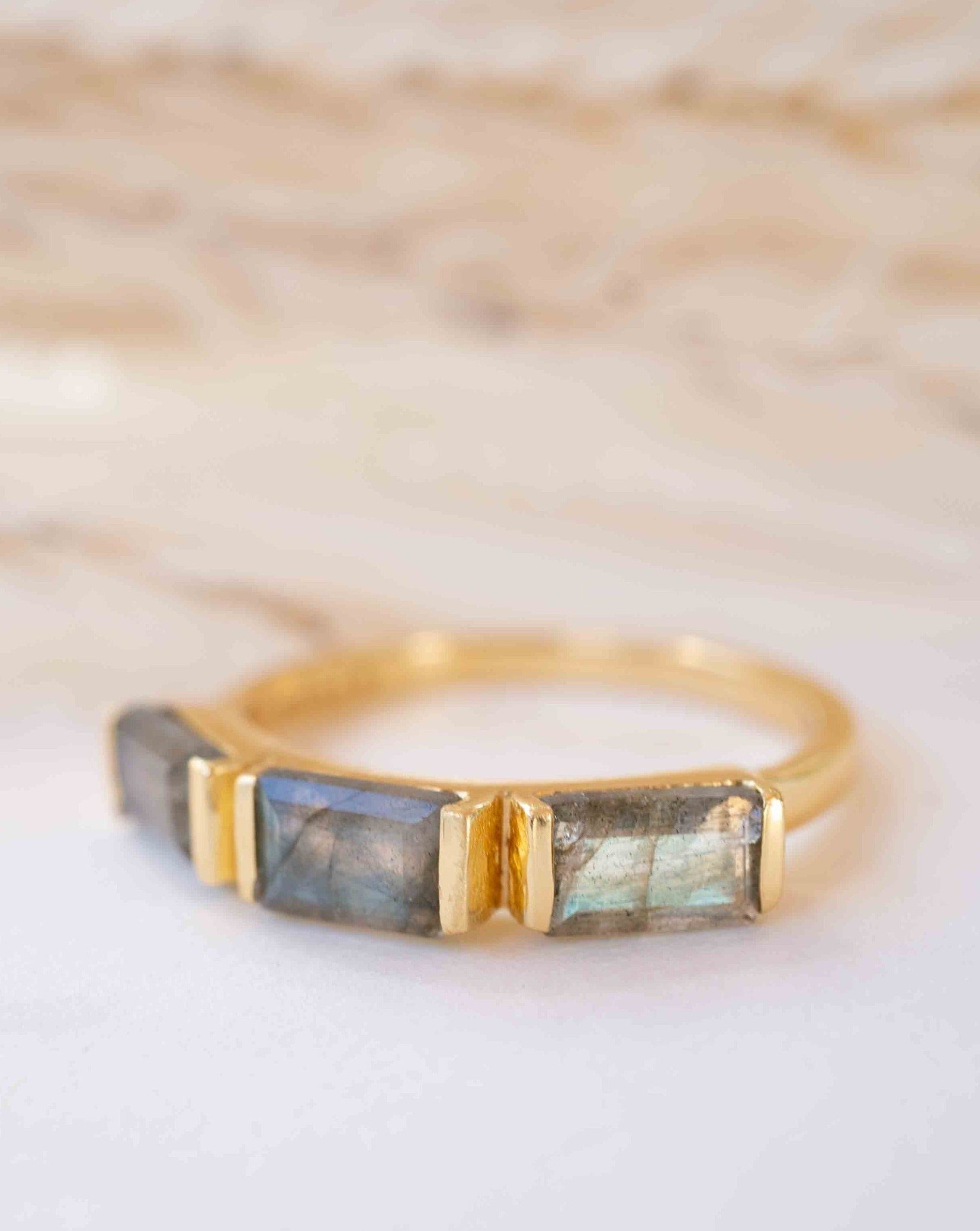 Eva Ring * Labradorite * Gold Plated * BJR267 – ByCila
