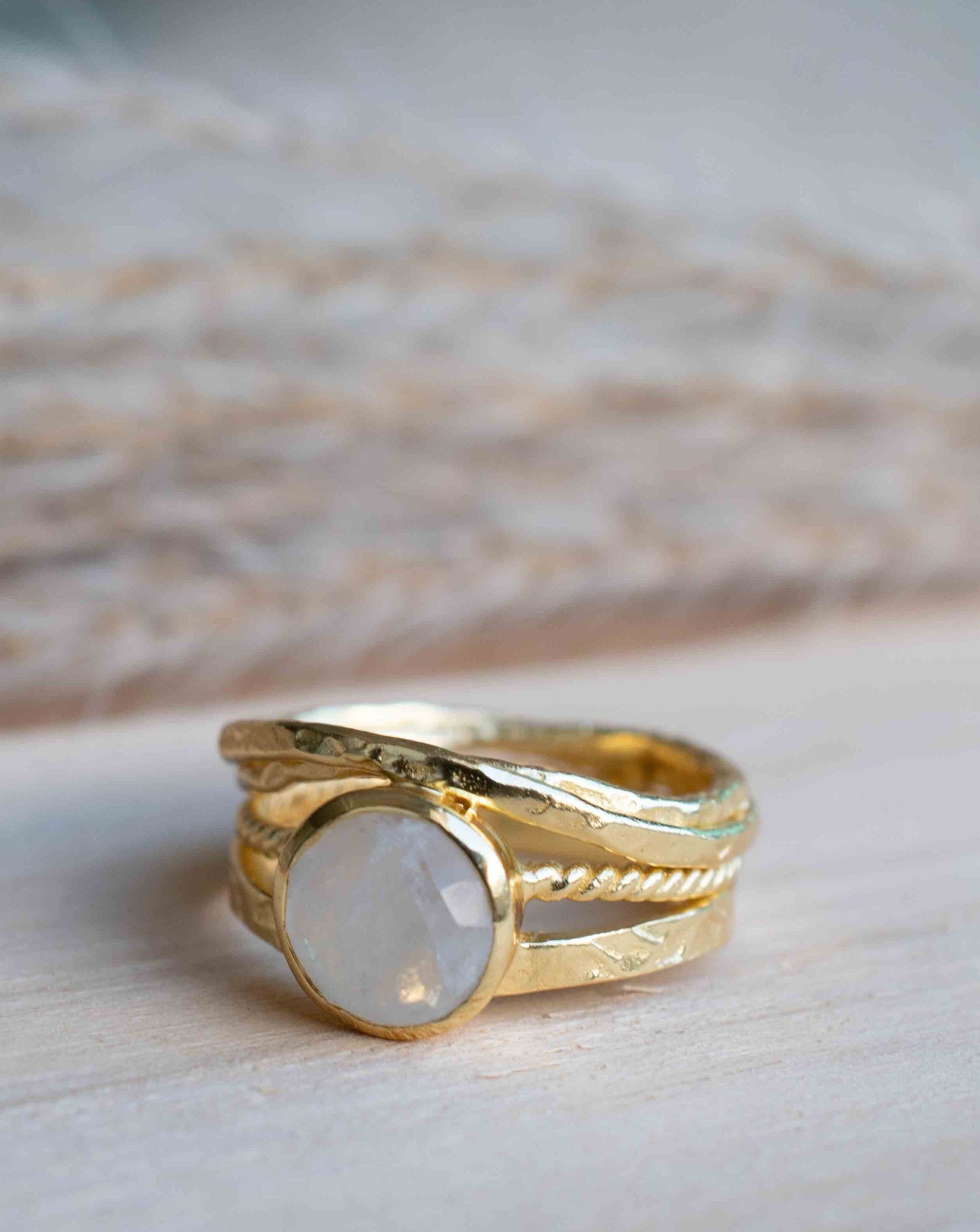 Lucy Ring * Moonstone * Gold Plated * BJR299 – ByCila